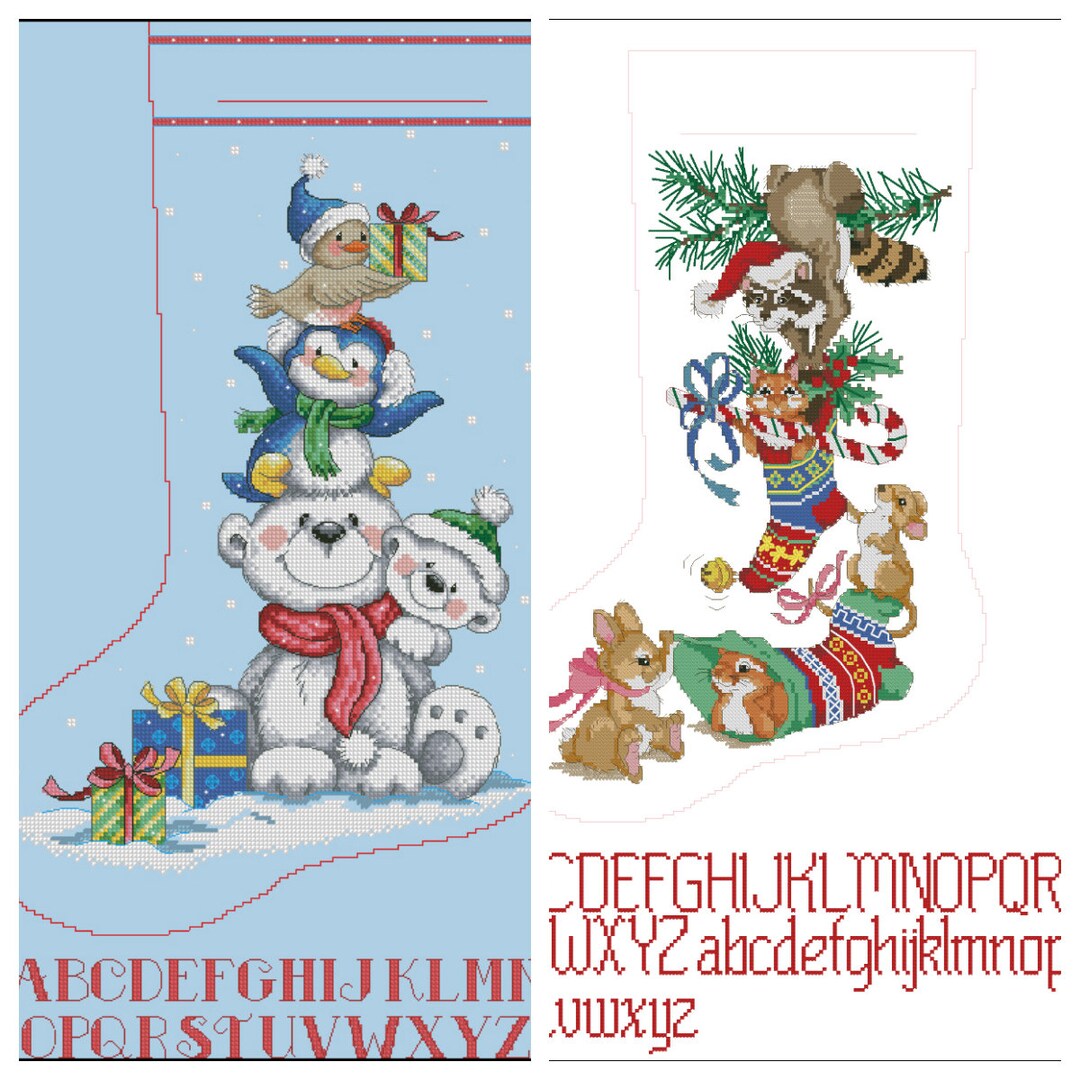 Set of 2 Christmas Stockings Cross Stitch Pattern PDF Digital Pattern ...
