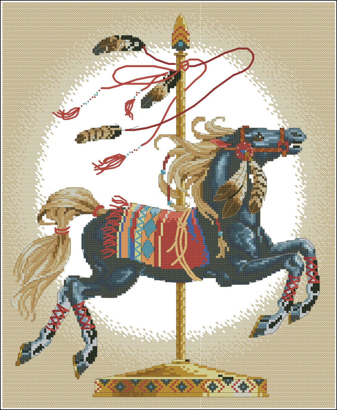 Southwest Carousel Cross Stitch Chart PDF Digital Pattern - Etsy