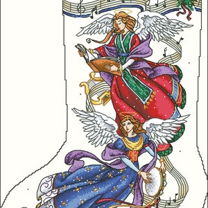 2 Angel Christmas Stockings Cross Stitch Pattern PDF Digital Pattern - Etsy