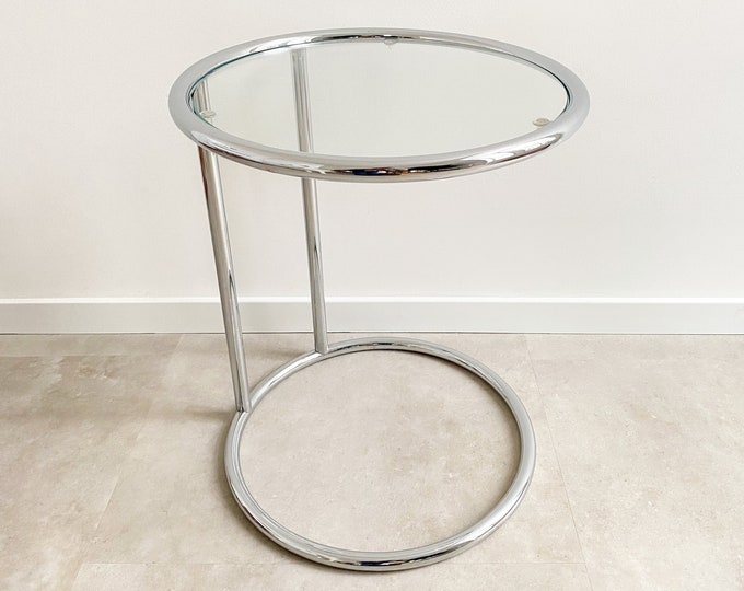 Vintage Chrome Side Table With a Clear Glass Top, Eileen Gray / Milo ...