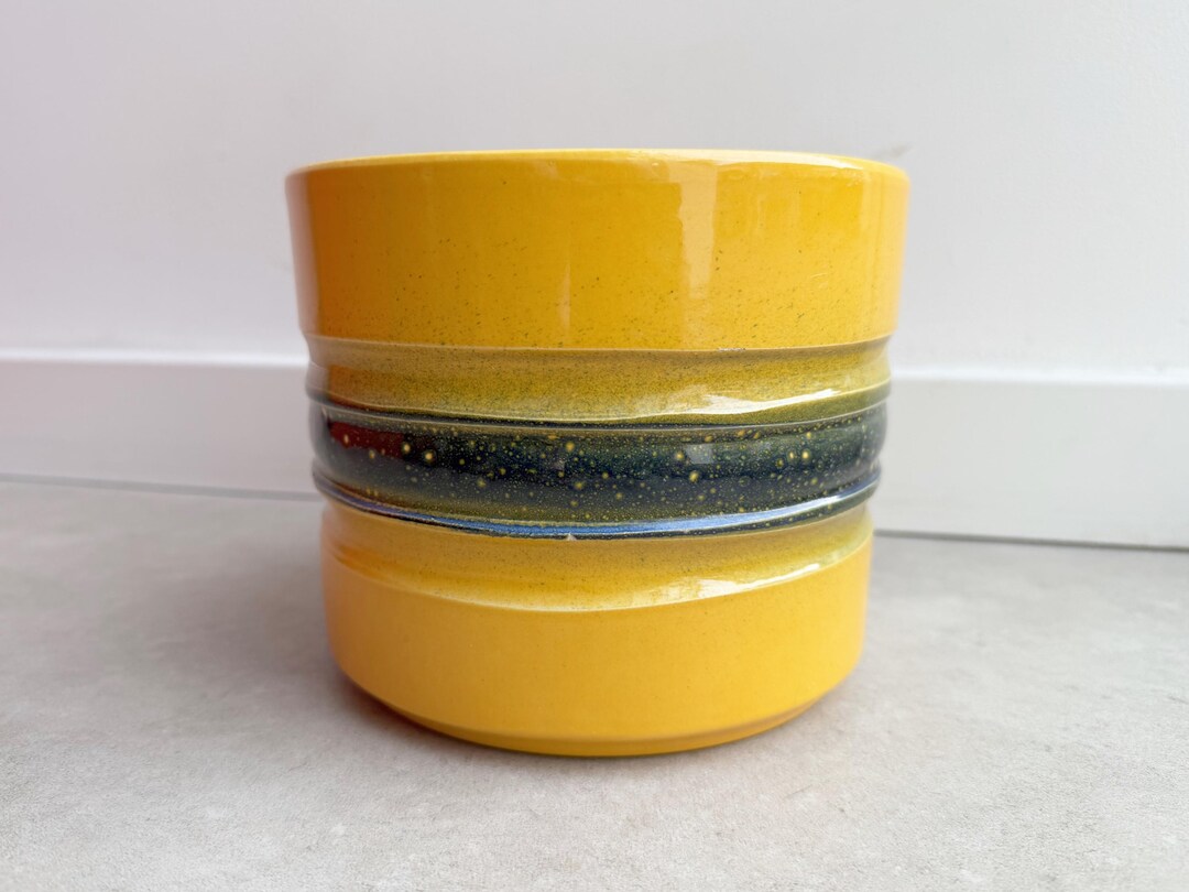 Vintage Yellow German Ceramic Planter - Etsy