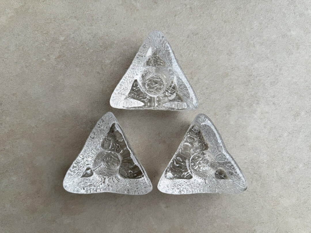 Set of 3 Vintage Glass Triangular Candle Holders - Etsy