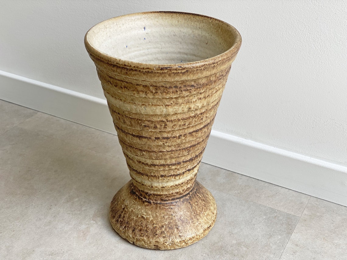 Large Vintage Heavy Ceramic Diabolo Vase | Etsy