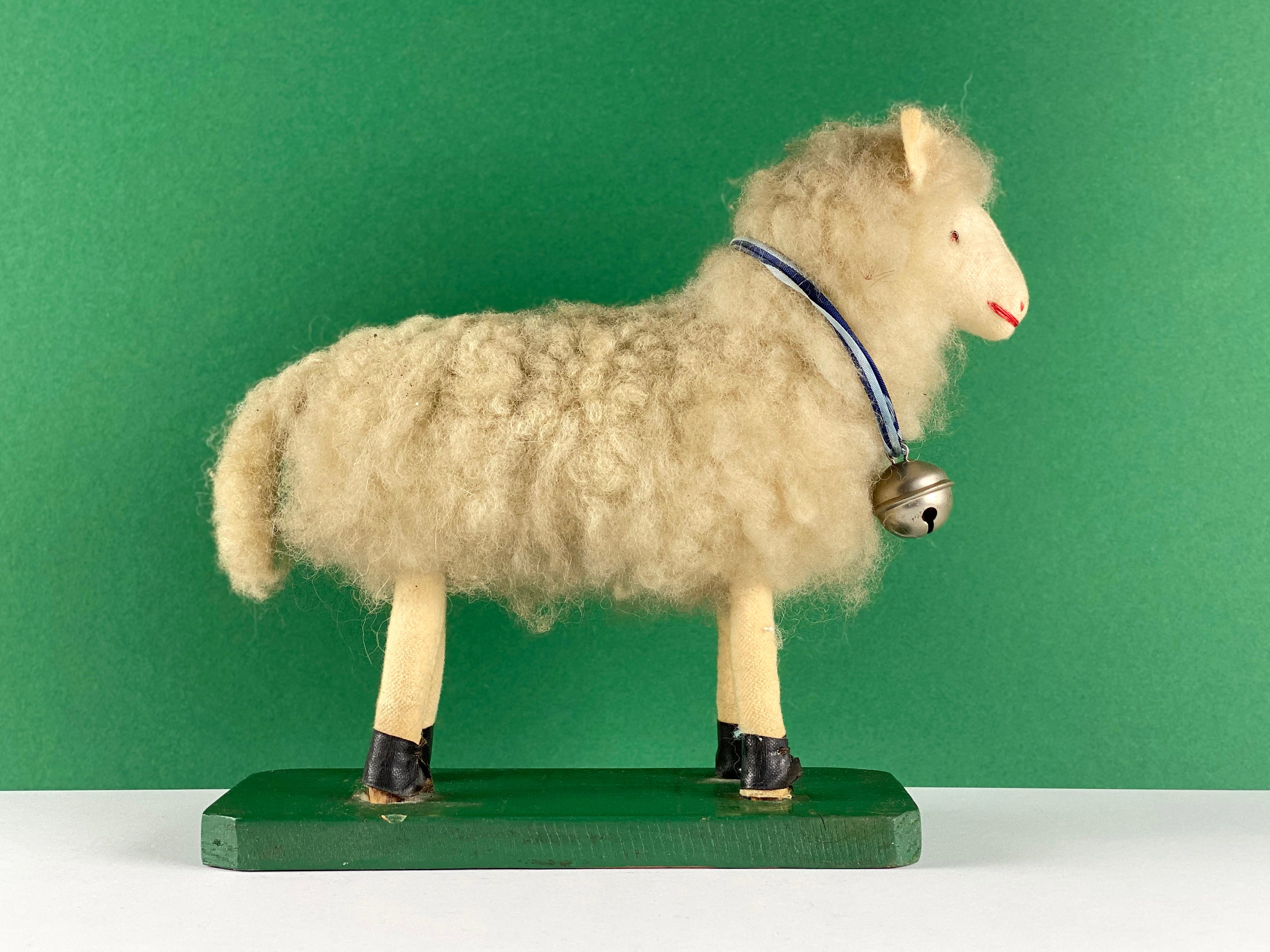 Vintage Sheep Decoration Wood & Real Sheeps Wool Statue - Etsy