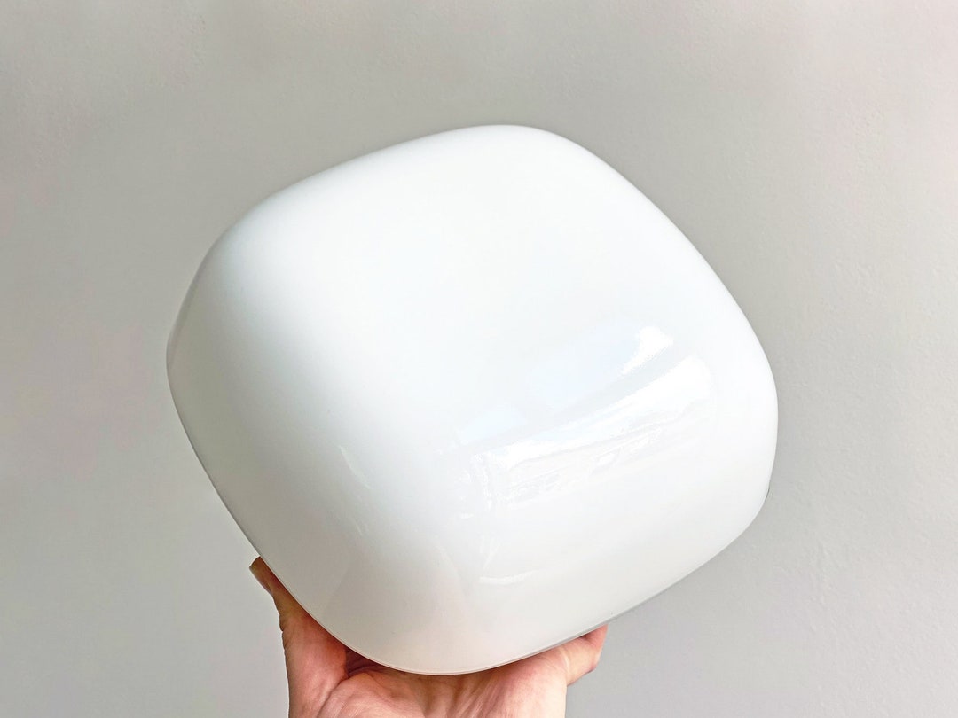 Vintage White Glass Square Ceiling Lamp - Milk Glass - Etsy