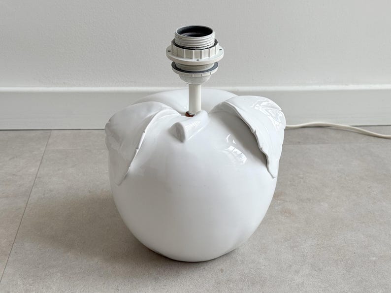 80s White Ceramic Apple Table Lamp Base - Etsy