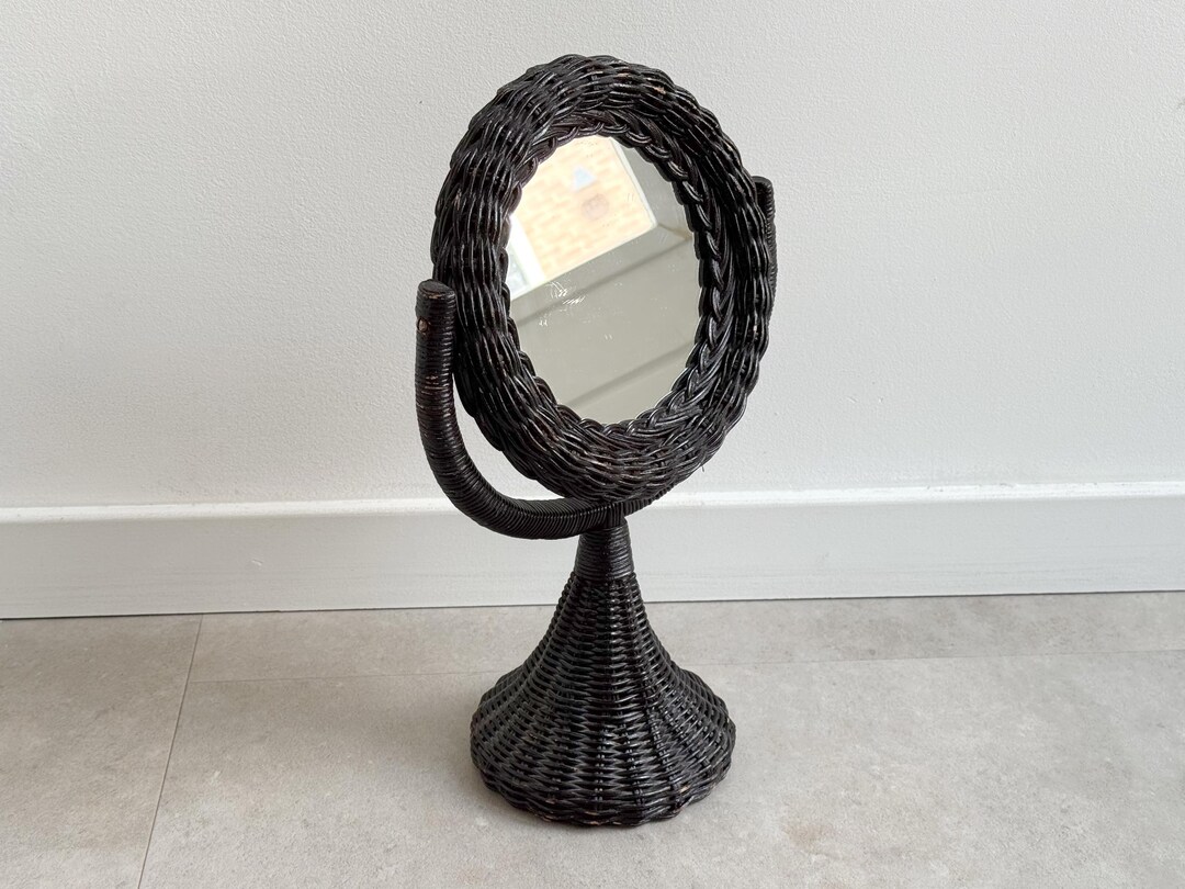 Vintage Rattan / Wicker Vanity Table Mirror - Etsy