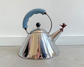 Vintage Alessi 9093 Whistling Bird Tea Kettle Michael Graves Stainless ...