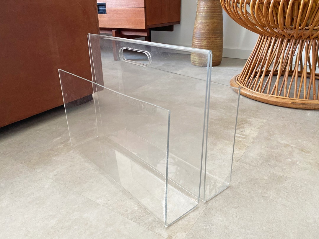 Vintage Clear Acrylic Magazine Rack - Etsy