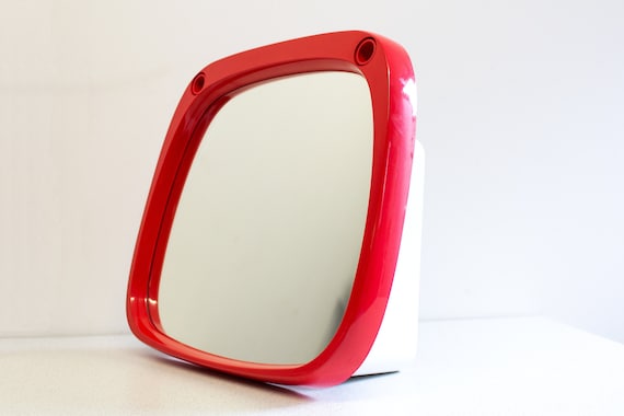 Vintage Red Space Age Mirror Plastic Design Wall Mirror | Etsy