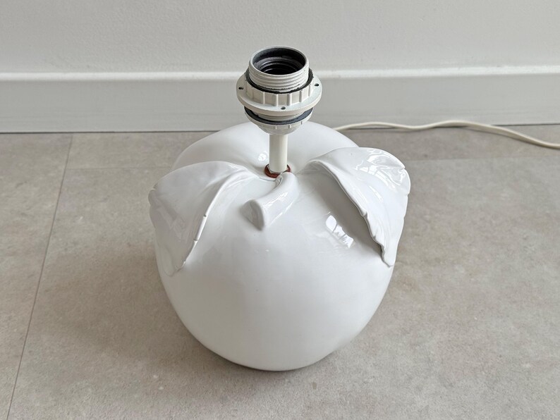 80s White Ceramic Apple Table Lamp Base - Etsy