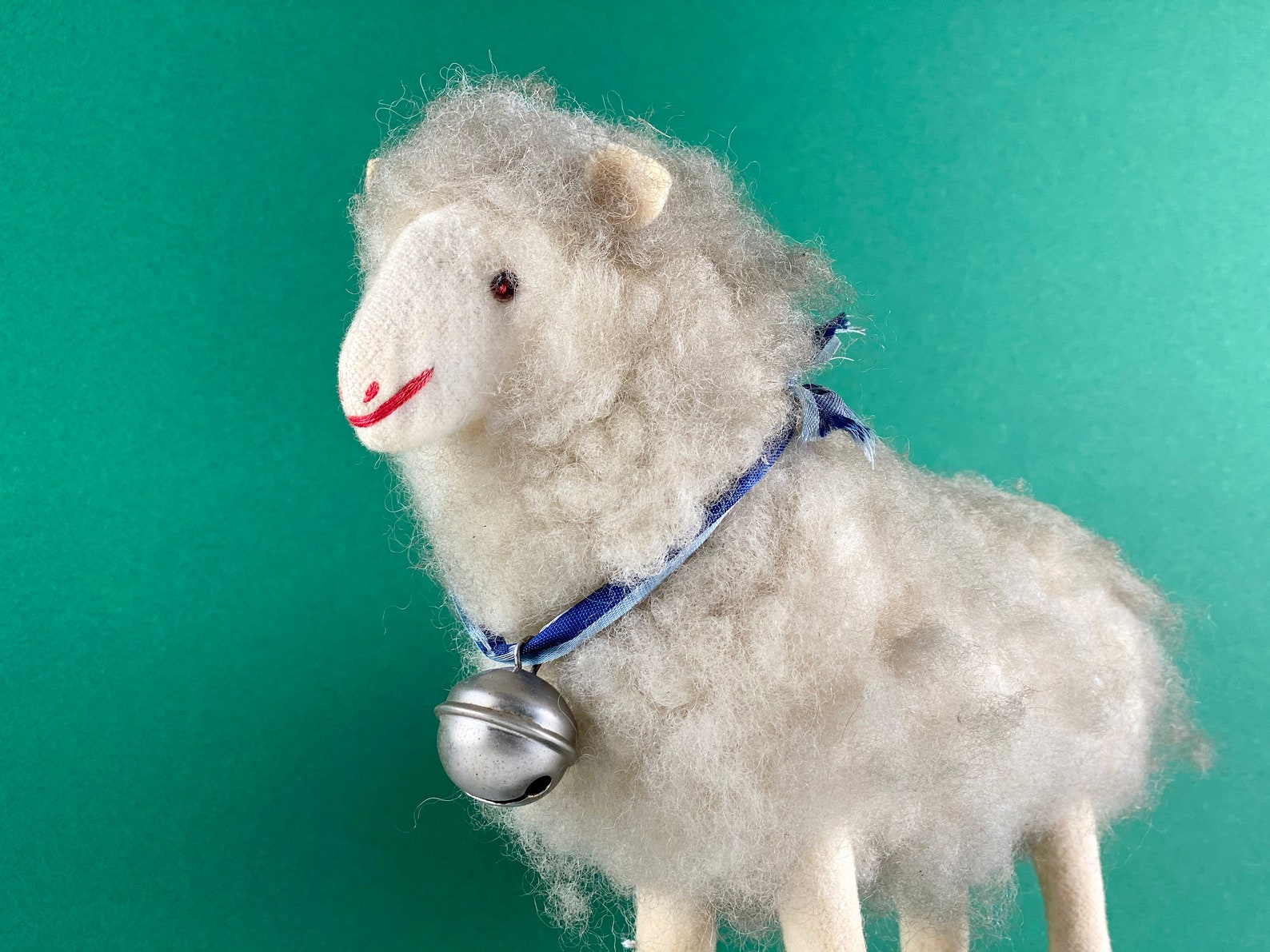 Vintage Sheep Decoration Wood & Real Sheeps Wool Statue | Etsy