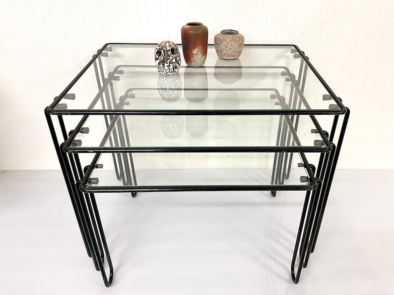 Vintage Nesting Tables With Loop Legs Pilastro Style Wire - Etsy