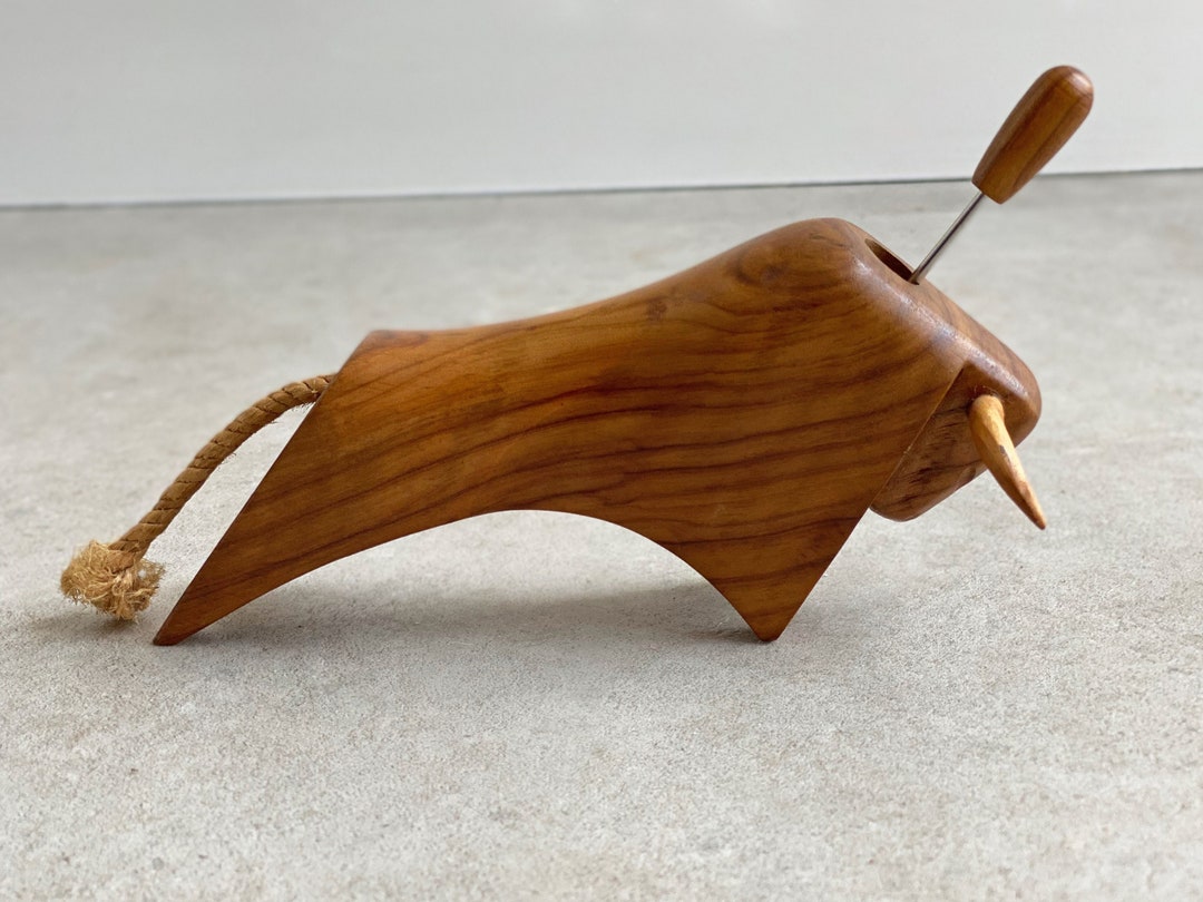 Mid Century Wooden Bull Cocktail Fork Holder - Vintage Barware - Etsy