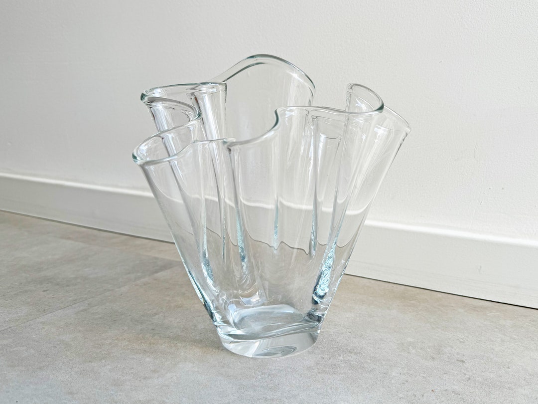 Vintage Folded Clear Glass Vase Wave - Etsy