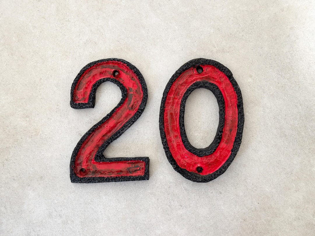 Original Vintage House Number - 20 - Red - Etsy