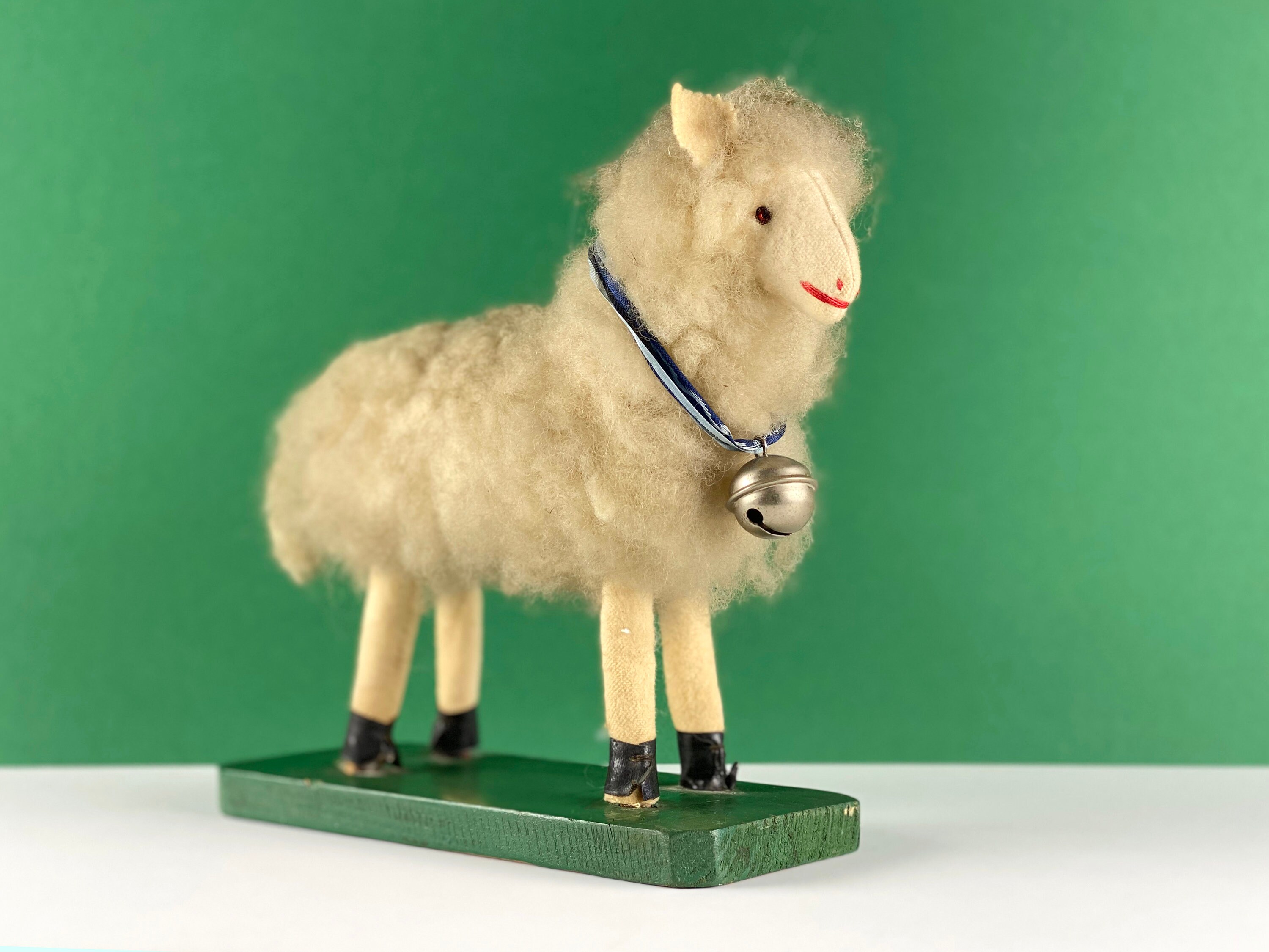 Vintage Sheep Decoration Wood & Real Sheeps Wool Statue - Etsy