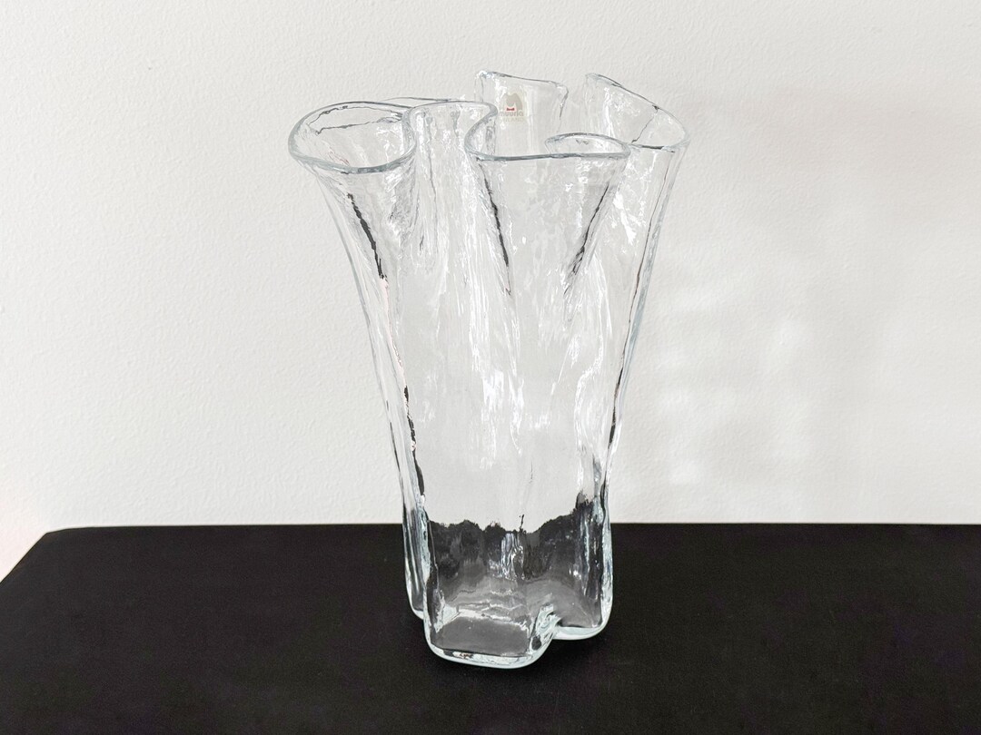 Large Vintage MUURLA Clear Folded Glass Vase - Wave - Etsy