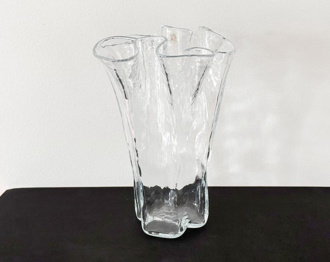 Large Vintage MUURLA Clear Folded Glass Vase - Wave - Etsy