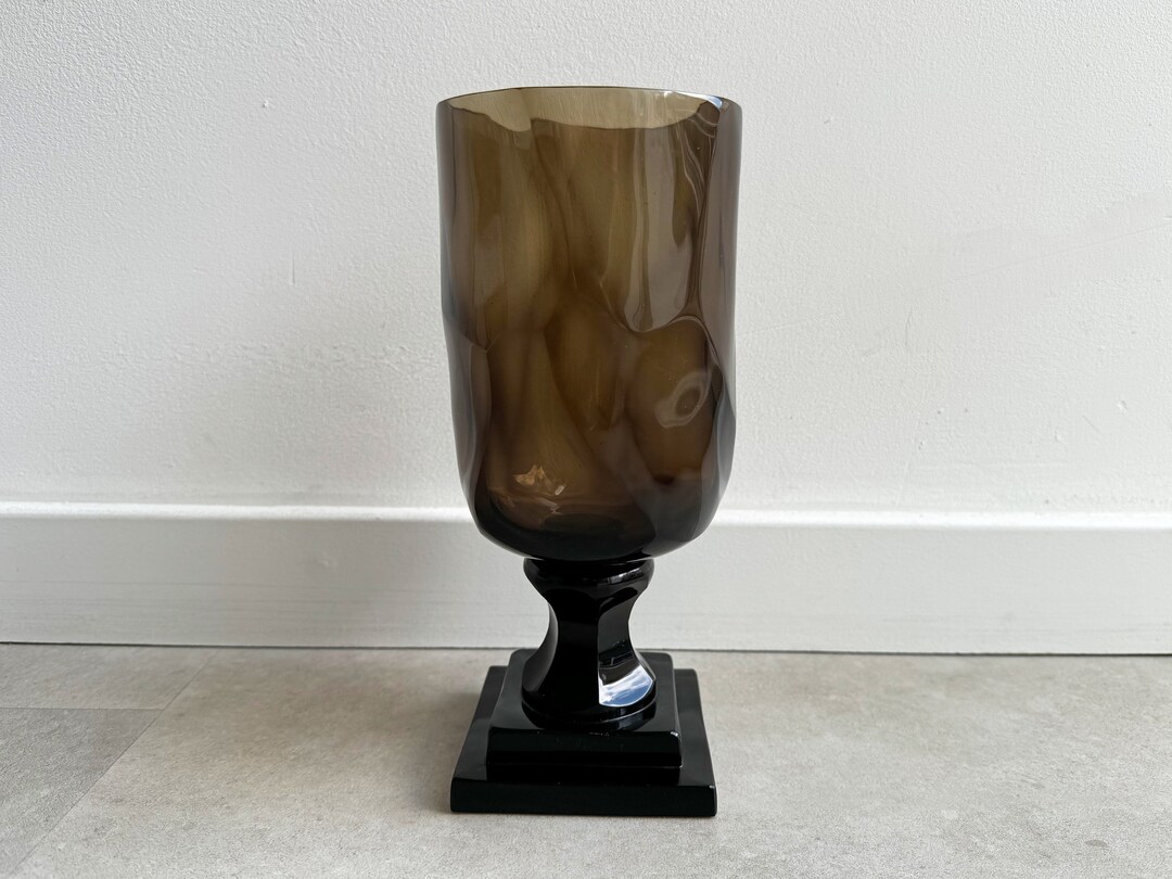 Vintage Brown Glass Art Deco Vase - Etsy