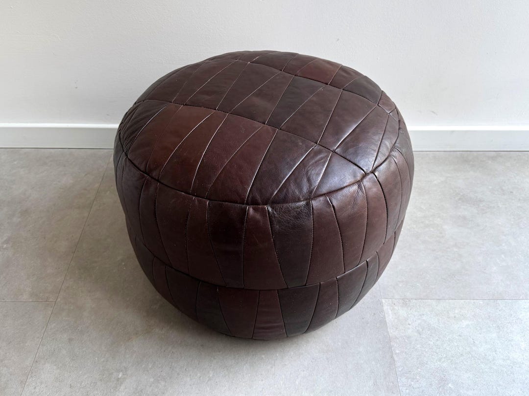SOLD - Vintage Dark Brown Patchwork Ottoman / Poof - Etsy