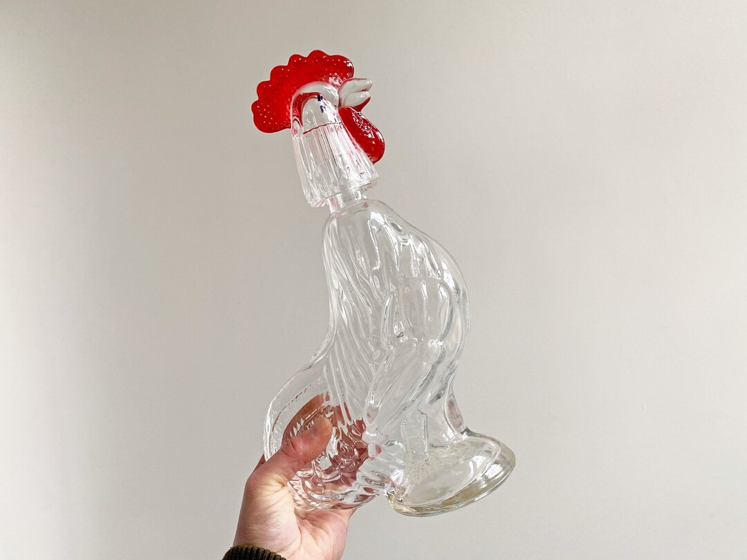 Vintage French Glass Rooster Decanter / Bottle - Etsy