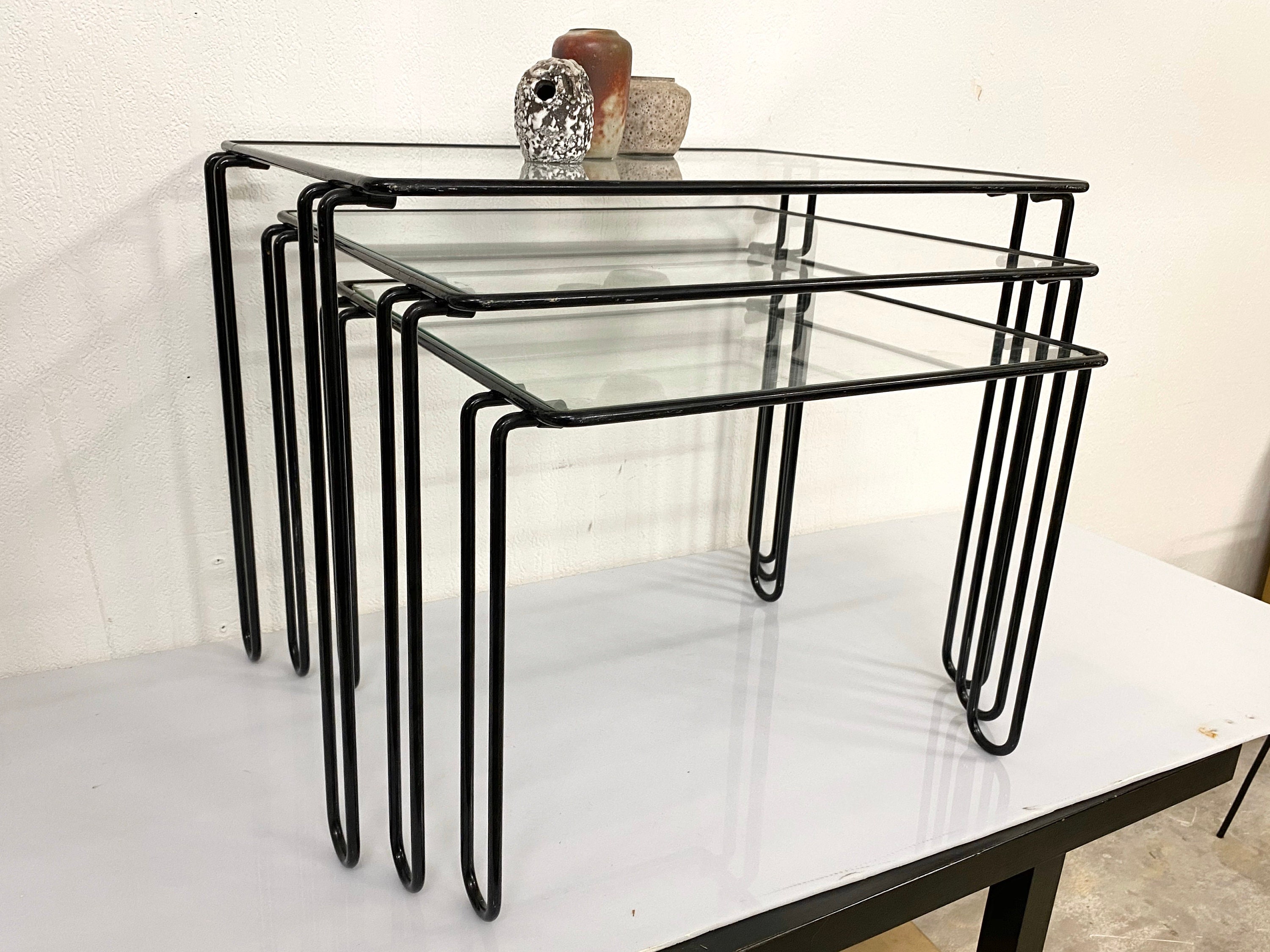 Vintage Nesting Tables With Loop Legs Pilastro Style Wire | Etsy