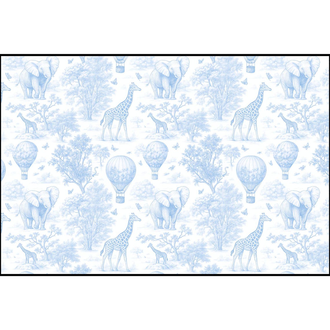 Safari Animals Pima Cotton Fabric: Blue Botanical Nursery Quilt - Etsy
