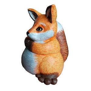 Fox Clay Figurine, OOAK Clay Collectible, Fox Sculpture, Fox Home Decor ...