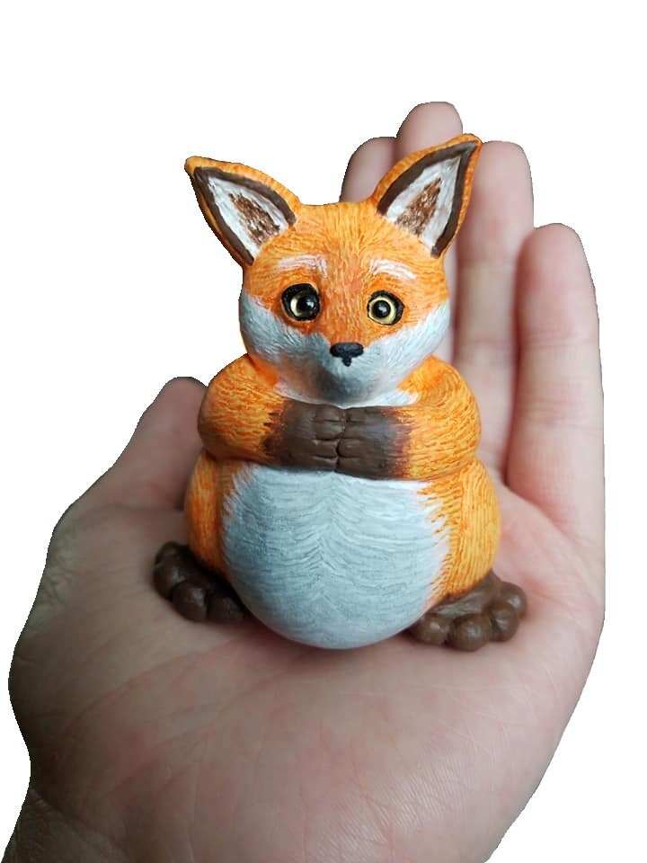 Fox Clay Figurine OOAK Clay Collectible Fox Sculpture Fox - Etsy