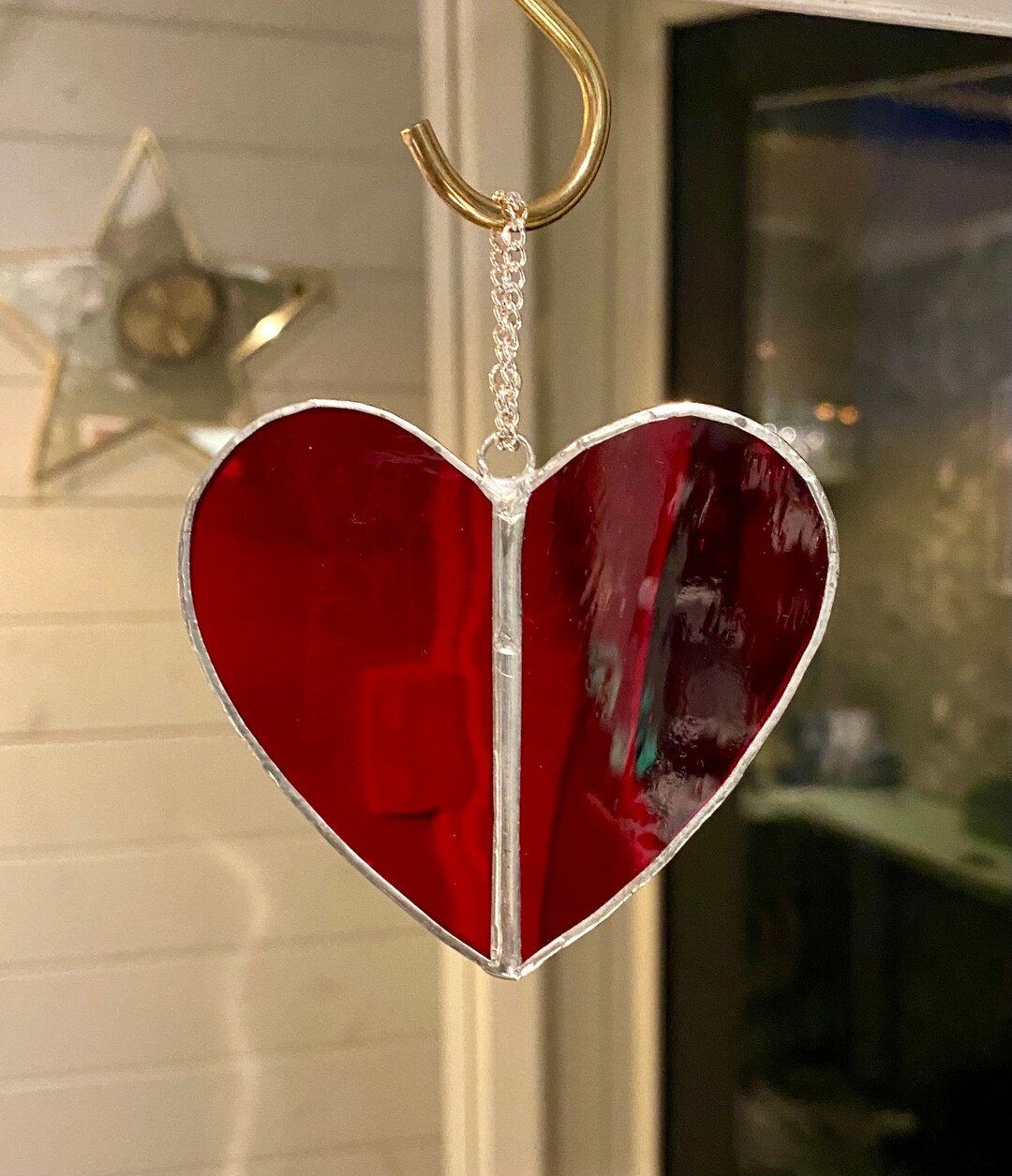 Small Glass Heart - Red - Etsy