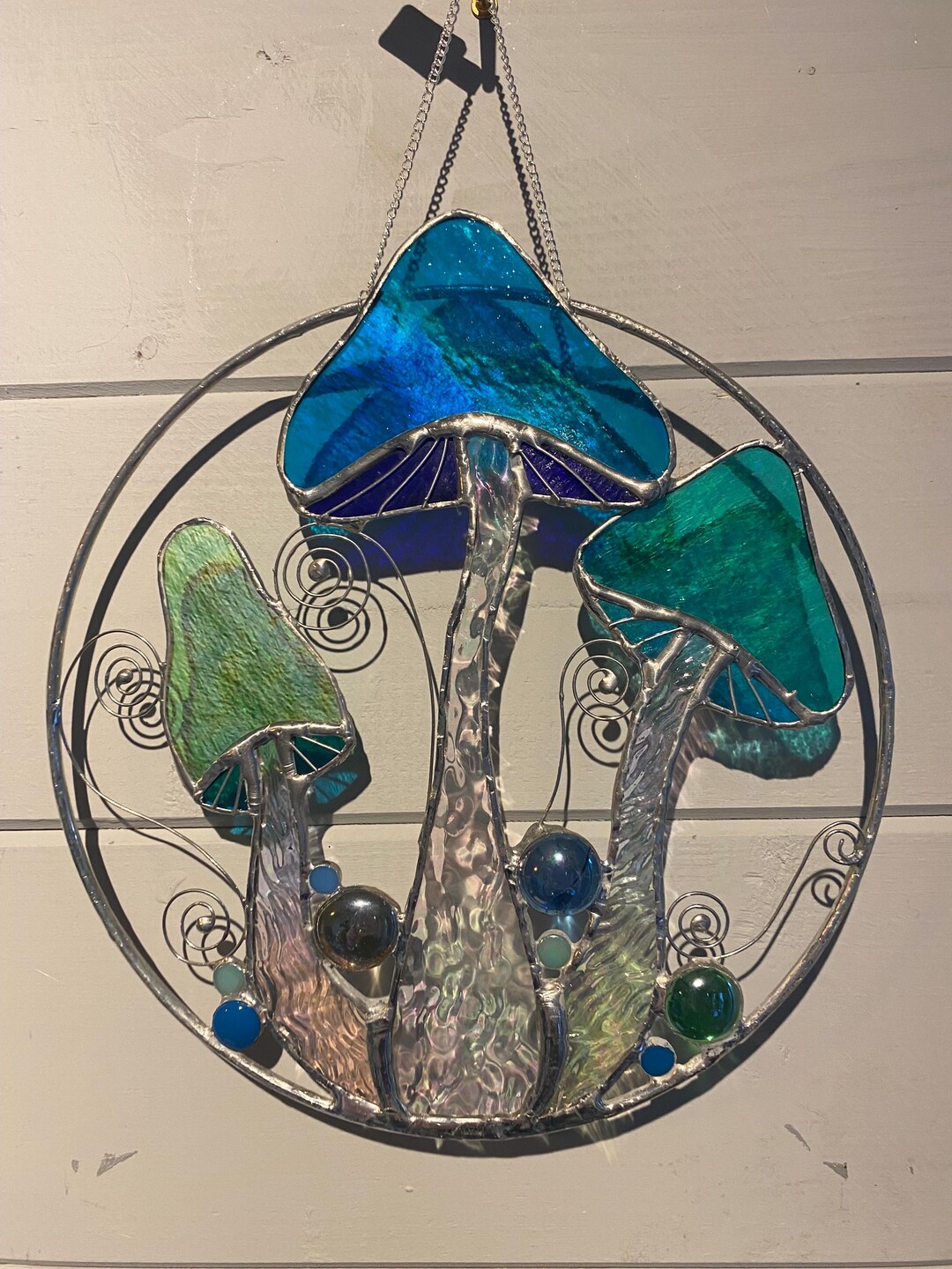 Large Glass Toadstool Ring - Suncatcher - Etsy