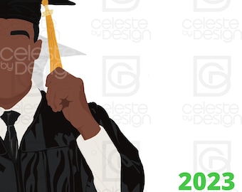 Black Man Graduate 2024 Cap and Gown African American Male Graduation ...