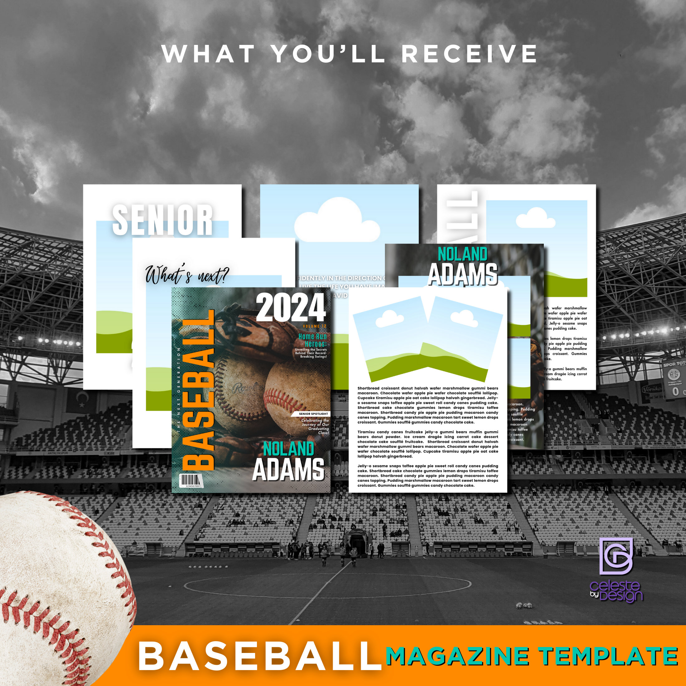 Baseball Magazine Cover Template | Graduating Senior | Celebrate ...