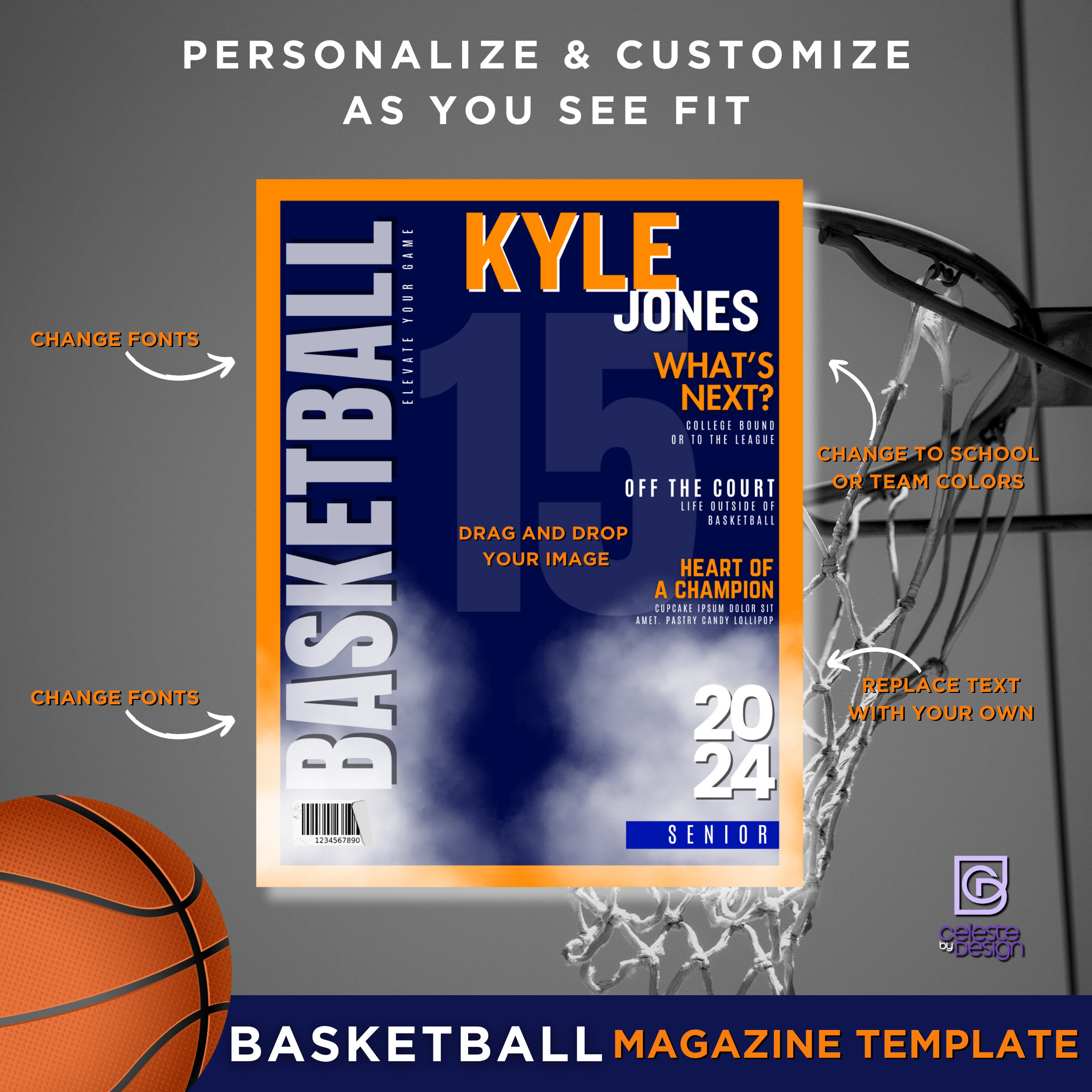 DIY Basketball Magazine Cover Template Graduating Senior Celebrate ...