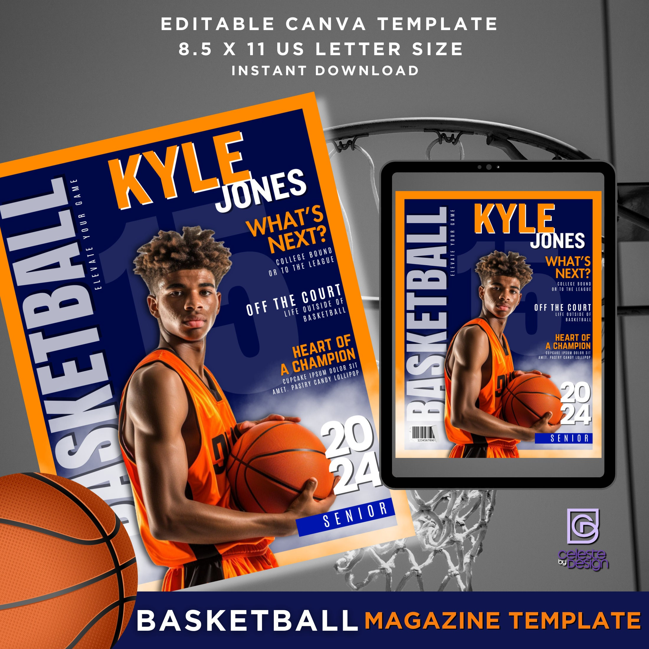 DIY Basketball Magazine Cover Template | Graduating Senior | Celebrate ...