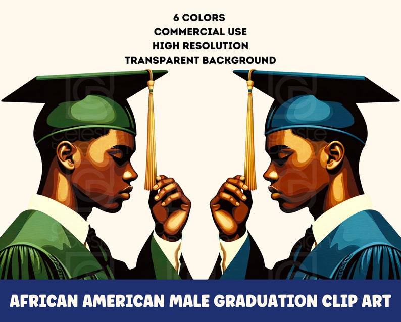 Black Male Graduate 2026 | African American Clipart Bundle | Set of 6 ...