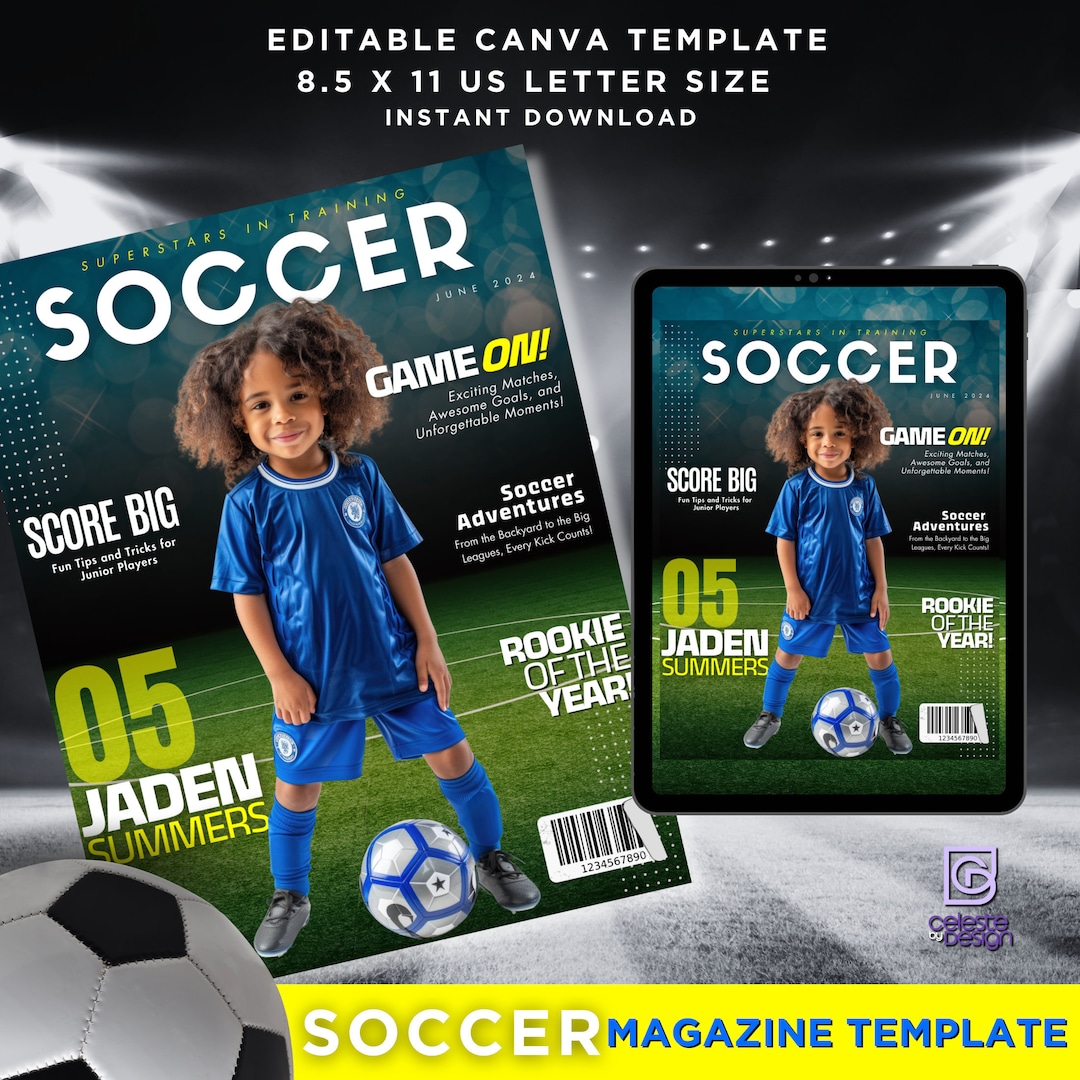 DIY Sports Magazine Template | Soccer | Graduating Senior | Celebrate ...