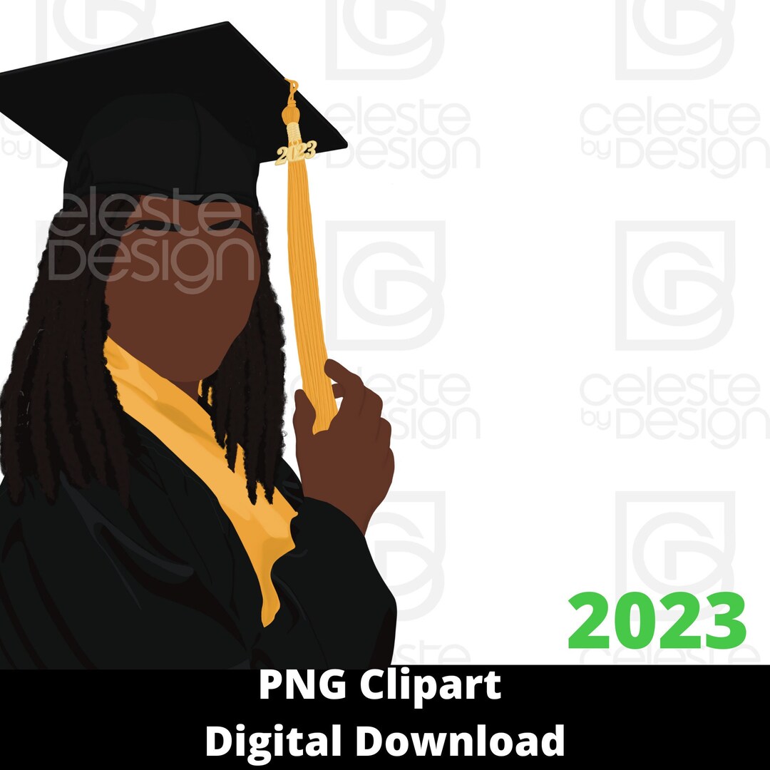 2023 African American Woman Graduate Graduation Grad With Locs and Afro ...