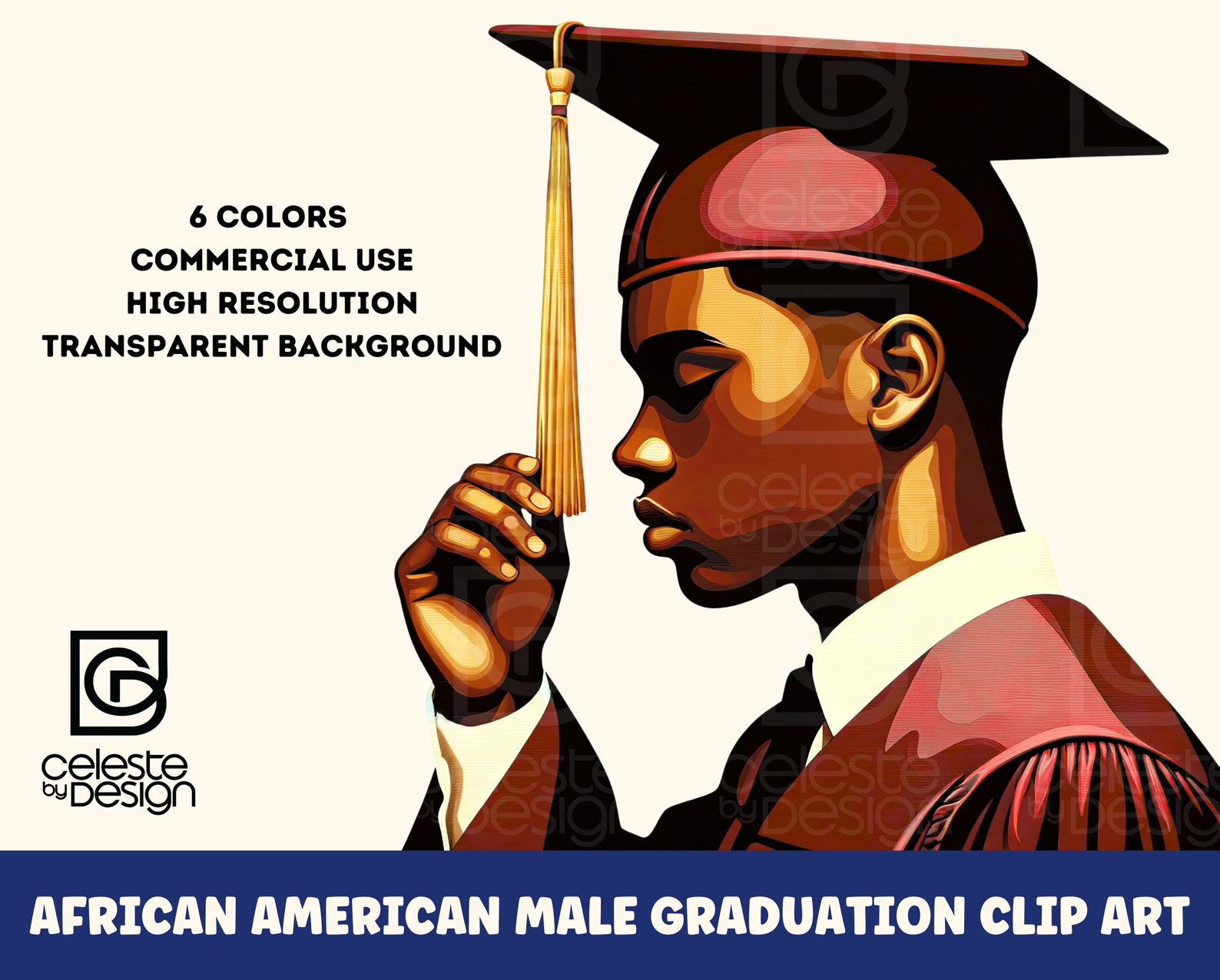 Black Male Graduate 2026 | African American Clipart Bundle | Set of 6 ...