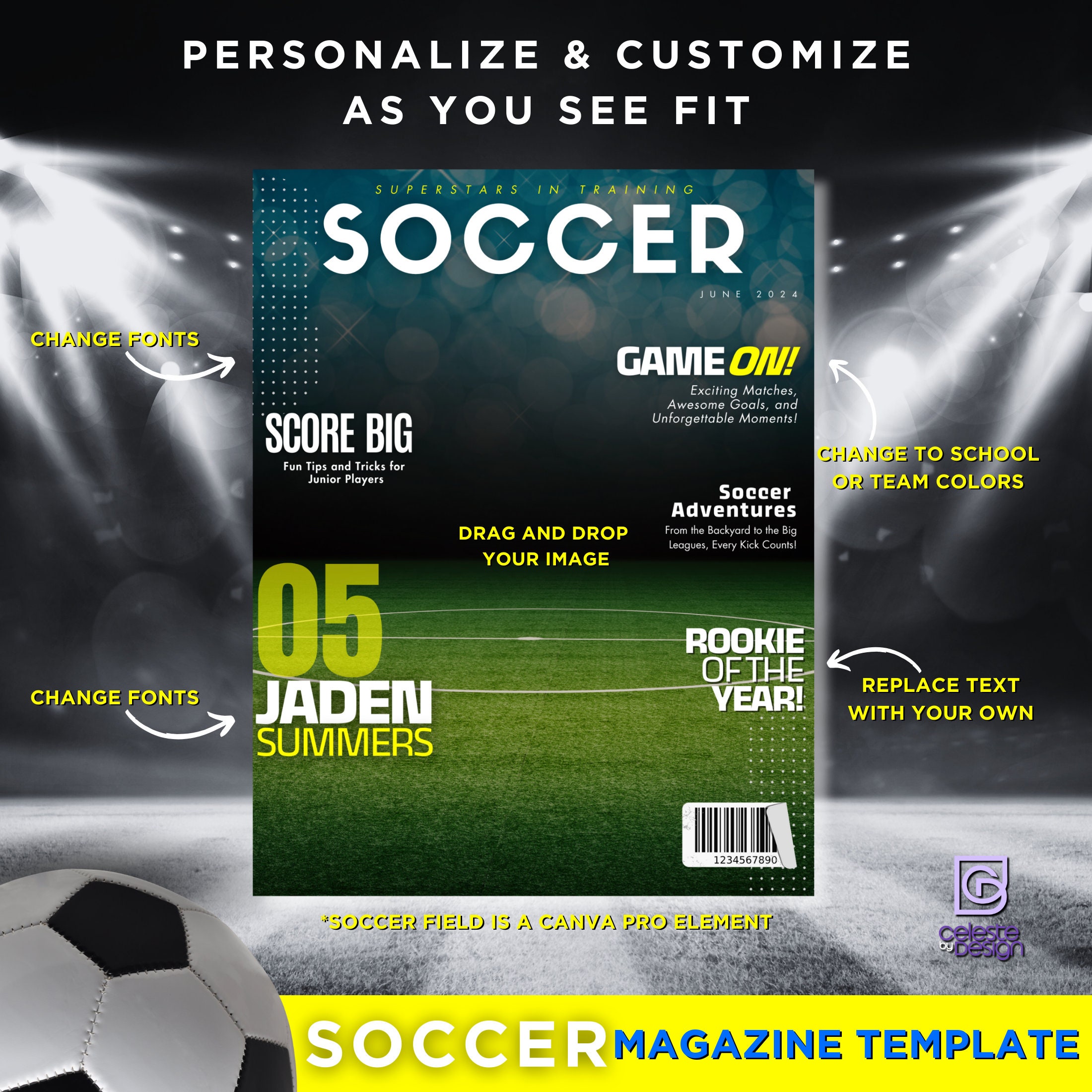 DIY Sports Magazine Template Soccer Graduating Senior Celebrate ...