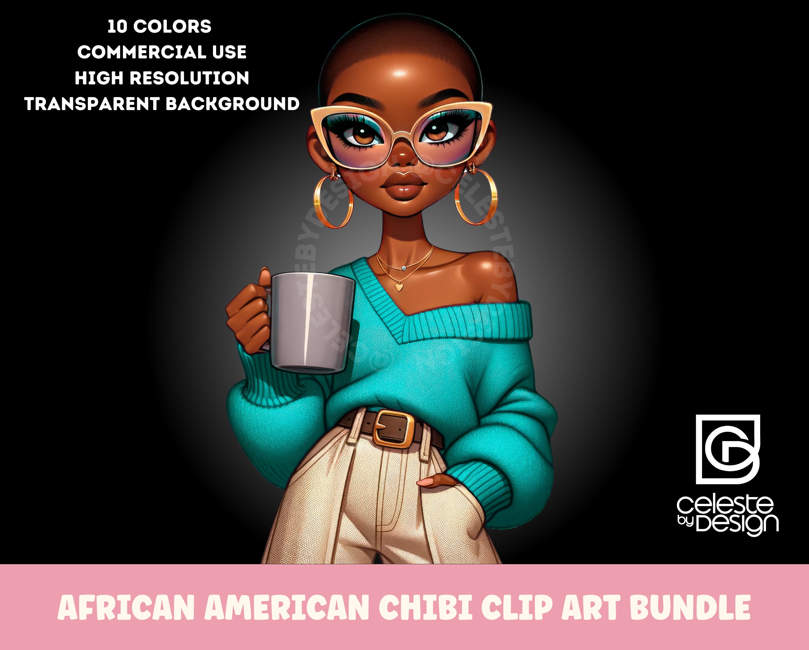 African American Woman Clipart Bundle: Diverse PNG Art (commercial Use ...