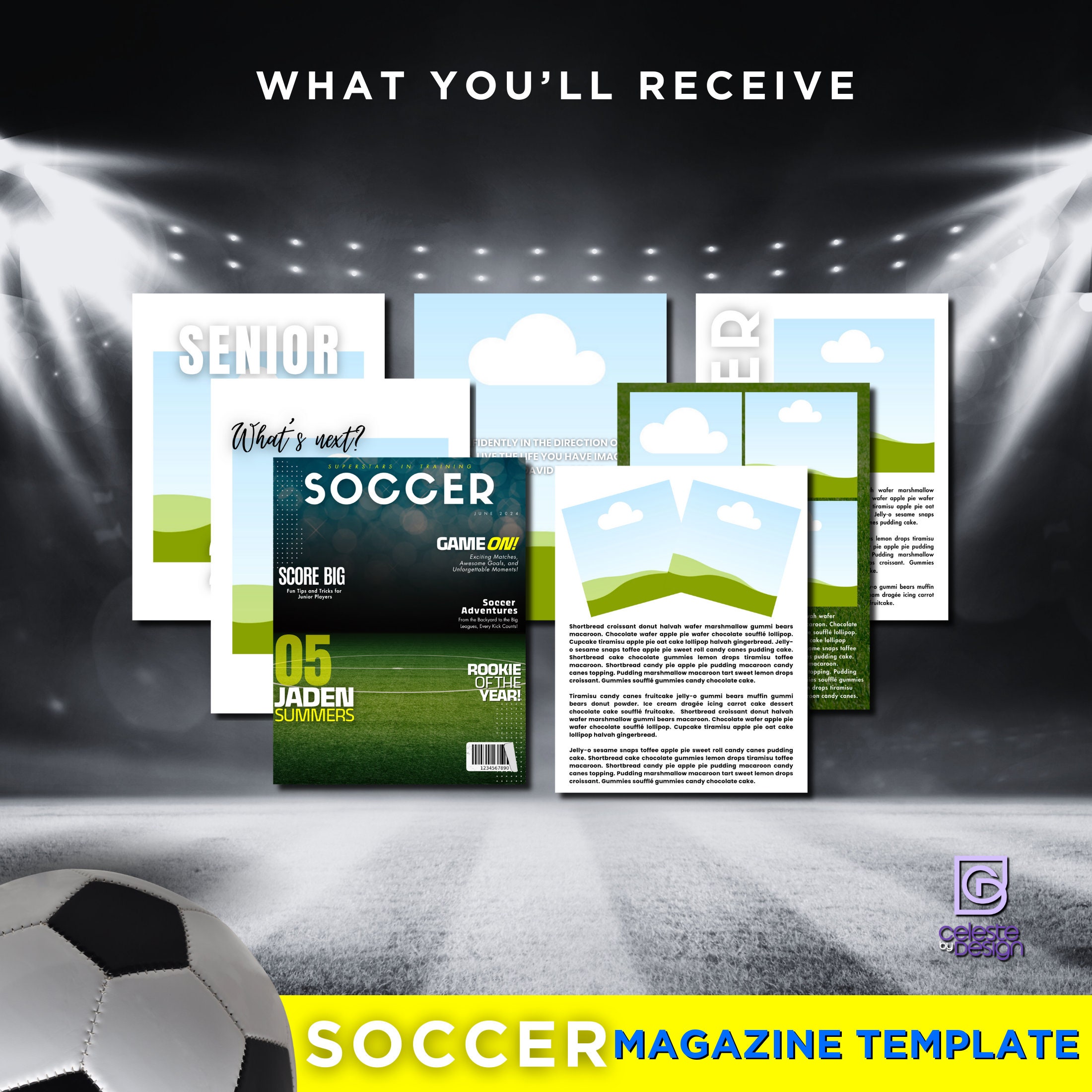 DIY Sports Magazine Template Soccer Graduating Senior Celebrate ...