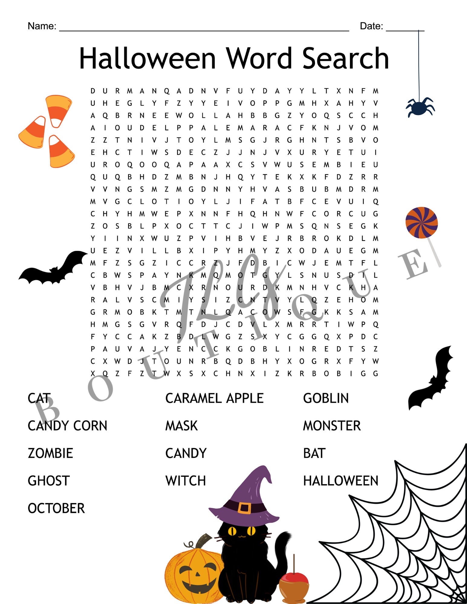 Halloween Word Search for Kids - Etsy