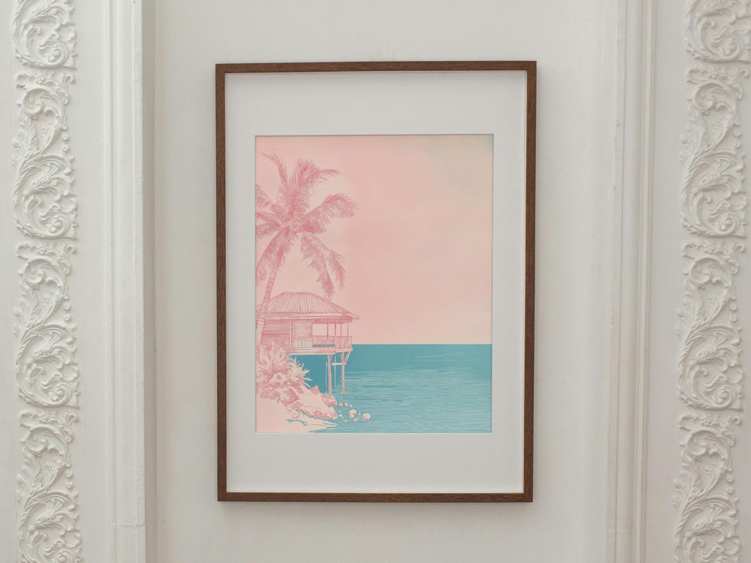 Mid Century Modern Key West Printable Wall Art Digital Download Pink ...