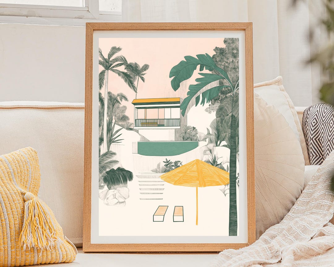 MCM Beach House Print Digital Download Retro Architecture Printable ...