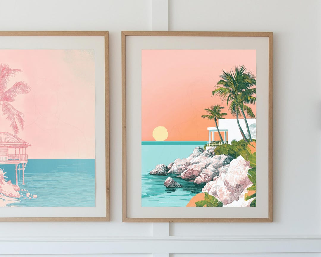 Mid Century Modern MCM Key West Sunrise Travel Poster FL Printable Wall ...