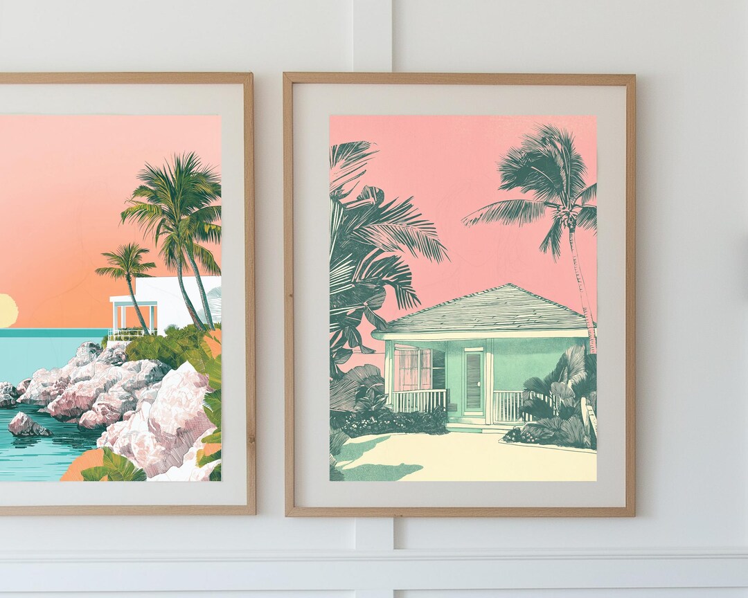 Mid Century Modern Key West House Wall Art Digital Download Printable ...