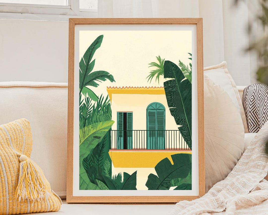 Key West Travel Poster Hemingway House Watercolor Digital Travel Art ...