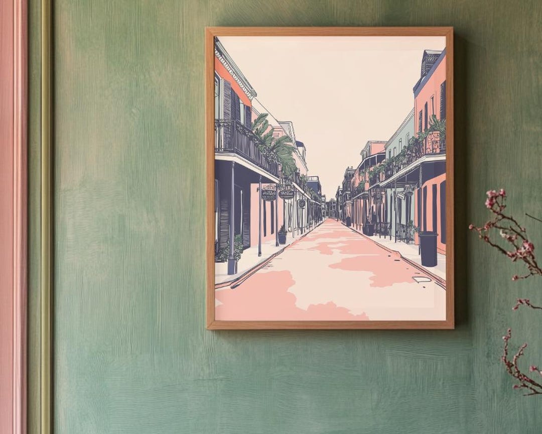 Streets of NOLA Poster Pink New Orleans Print Louisiana Home Decor Mid ...